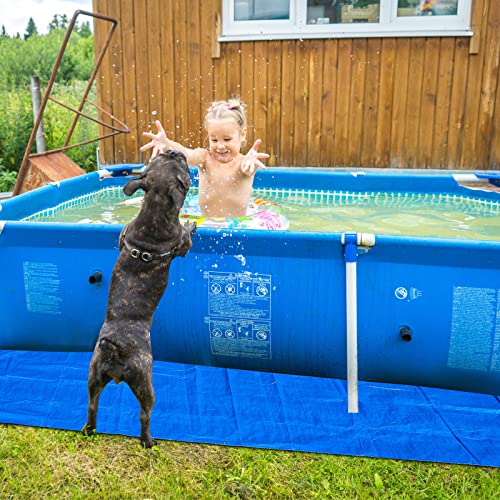 Woanger 13 ft Pool Mat Swimming Pool Ground Cloth Square Pool Liner Pad Waterproof PE Ground Pool Mat for Above Ground Pools Avoid Rocks, Roots, and Glass