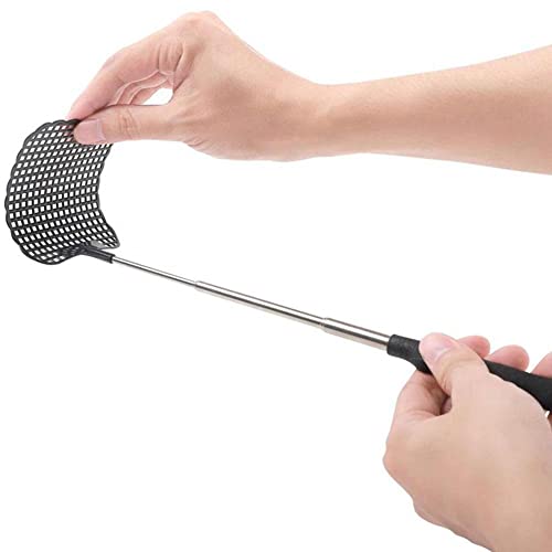 AOLIAO Retractable Fly Swatters Heavy Duty Long Handle Flyswatter Shatter Insect Control Net Shoot for Home Indoor Black
