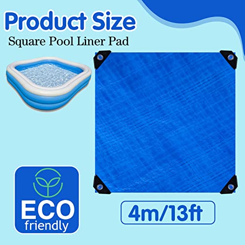 Woanger 13 ft Pool Mat Swimming Pool Ground Cloth Square Pool Liner Pad Waterproof PE Ground Pool Mat for Above Ground Pools Avoid Rocks, Roots, and Glass