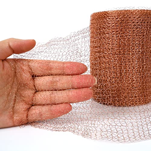 Copper Mesh - 5" X 49" Rodent Mesh, Sturdy Pure Copper Stuff-fit Wire Mesh for Gap Copper Blocker Fill Fabric, Double Layer Copper Fabric Wool Hole Filler Used for Garden, Decor and House