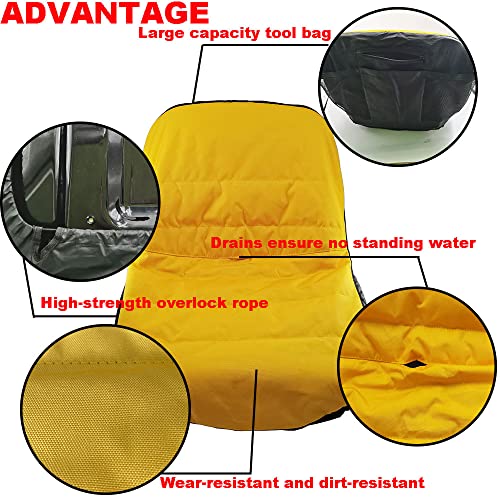 POWERWORKS Weatherproof Deluxe Riding Lawn Mower Seat Cover, Medium, Yellow