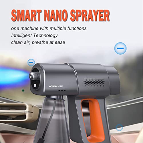 Handheld Induction Nano Fogger Machine,Sanitizer Spray Machine, Electrostatic Sprayer, Electrostatic Atomizer Sprayer,Cordless Nano Steam for Home Office Garden use (Gray)