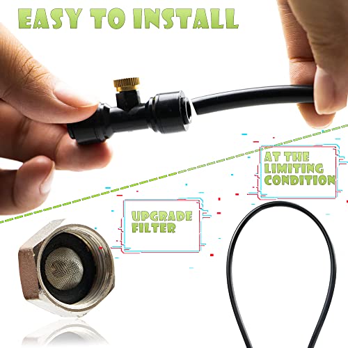 HJYAJZT Misting Cooling System (Newly Designed Atomizing Line) 30FT(9m) Atomization Line+ 8 Brass Spray Nozzles + One Brass Adapter (3/4 Inch) Patio Spray System for Outdoor Cooling
