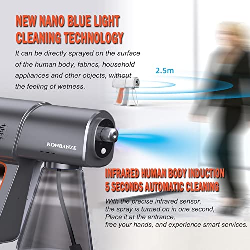 Handheld Induction Nano Fogger Machine,Sanitizer Spray Machine, Electrostatic Sprayer, Electrostatic Atomizer Sprayer,Cordless Nano Steam for Home Office Garden use (Gray)