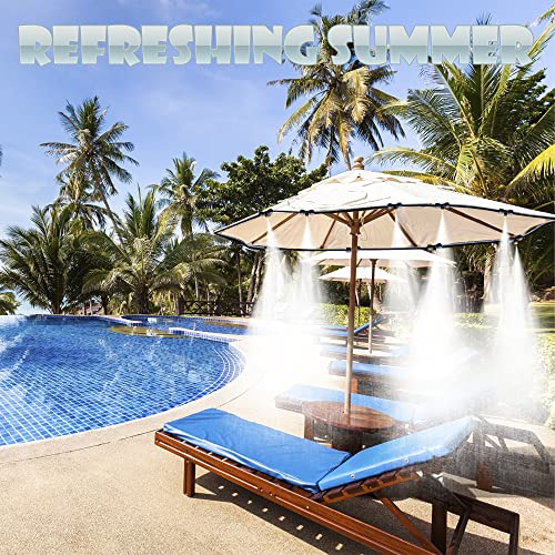 HJYAJZT Misting Cooling System (Newly Designed Atomizing Line) 30FT(9m) Atomization Line+ 8 Brass Spray Nozzles + One Brass Adapter (3/4 Inch) Patio Spray System for Outdoor Cooling