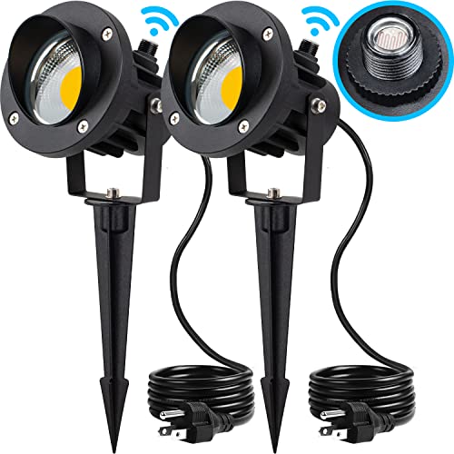 SUNVIE Outdoor LED Spotlight with Dusk to Dawn Photocell Light Sensor 20W Landscape Lights 120V AC 3000K Warm White Waterproof Landscape Spotlights for Yard Tree Flag Garden Decor 6 FT Cord(2 Pack)