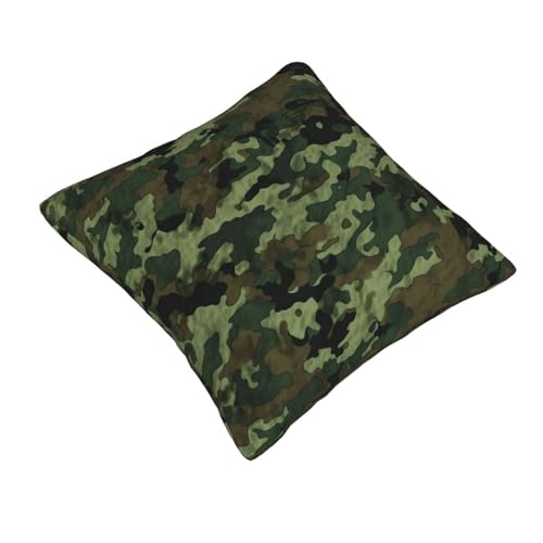 AdaNti Green Military Camo Print Throw Pillow Cover Square Soft Cushion Cover Throw Pillow Case for Home Decor Living Room Bed Couch Car 18"x18"