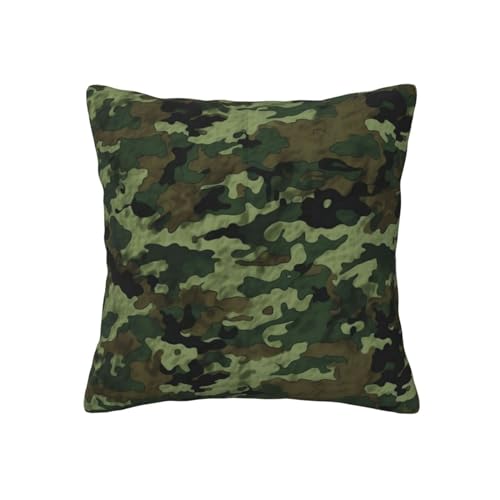 AdaNti Green Military Camo Print Throw Pillow Cover Square Soft Cushion Cover Throw Pillow Case for Home Decor Living Room Bed Couch Car 18"x18"