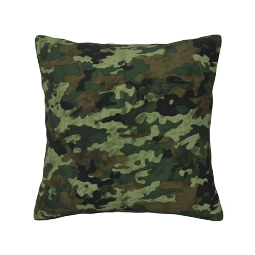 AdaNti Green Military Camo Print Throw Pillow Cover Square Soft Cushion Cover Throw Pillow Case for Home Decor Living Room Bed Couch Car 18"x18"
