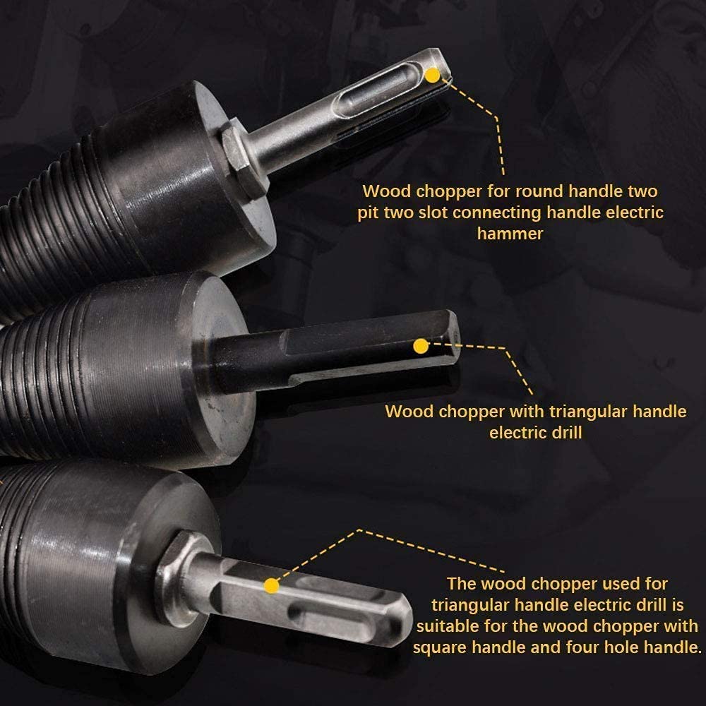 Firewood Log Splitter, Easy Log Splitting Drill Bits Heavy Duty Electric Drills Screw Cone Driver Tools Split Wood with Glove & 3 Screw for Hand Drill Stick Hex+Square+Round(32mm/1.26inch)