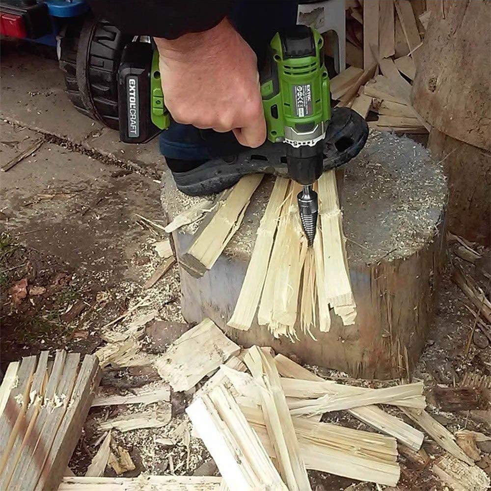 Firewood Log Splitter, Easy Log Splitting Drill Bits Heavy Duty Electric Drills Screw Cone Driver Tools Split Wood with Glove & 3 Screw for Hand Drill Stick Hex+Square+Round(32mm/1.26inch)