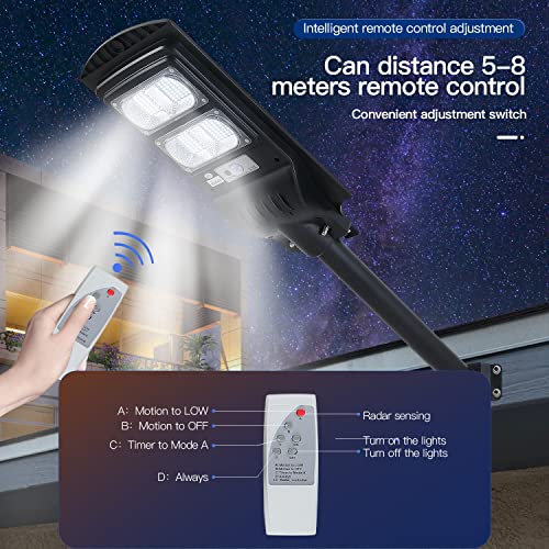300W Solar Street Lights Outdoor waterproof,20000 lumens, Dusk to Dawn Solar with Motion Sensor and Remote Control, LED Flood Light, Suitable for courtyards, Gardens, Streets, Basketball Courts Garage