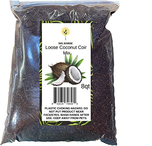 Soil Sunrise Loose Coconut Coir Mix - Coconut Coir for Home Gardening - All Natural Soil Amendment - PH Balanced and Double Washed Coco Peat - 8QTs