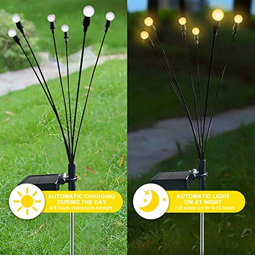 dolitify Solar Garden Lights 2Pcs Firefly Lights Solar Outdoor IP65 Waterproof Solar Swaying Lights Garden Decorative Lights for Yard Patio Pathway Decoration, Warm Light
