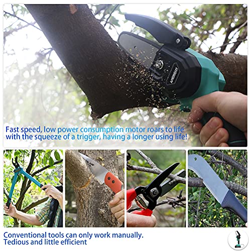 Mini Chainsaw 6 Inch Cordless Chain Saws - Electric Battery Powered Chainsaw Small Portable One-Hand Handheld, 24V Rechargeable Operated for Tree Trimming, Branch and Wood Cutting