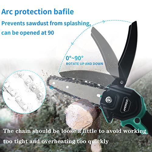 Mini Chainsaw 6 Inch Cordless Chain Saws - Electric Battery Powered Chainsaw Small Portable One-Hand Handheld, 24V Rechargeable Operated for Tree Trimming, Branch and Wood Cutting