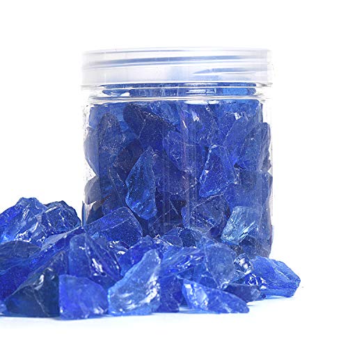 High Luster Reflective Fire Glass Gravel,Fire Gems,Fire Drops,Fire Glass Pebbles Stones Beads Chips for Fire Pit Fish Tank Aquarium Garden,1-2cm,540g/1.19lb (Light Blue)