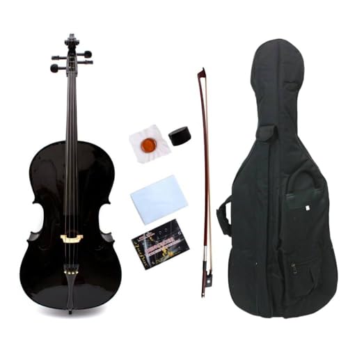 WUQIMUSC Full size Cello 4/4 Acoustic Cello Spruce Top Maple wood body Ebony Fittings with Black Bag, Bow, Rosin for Students &Kids& Adults&Beginners