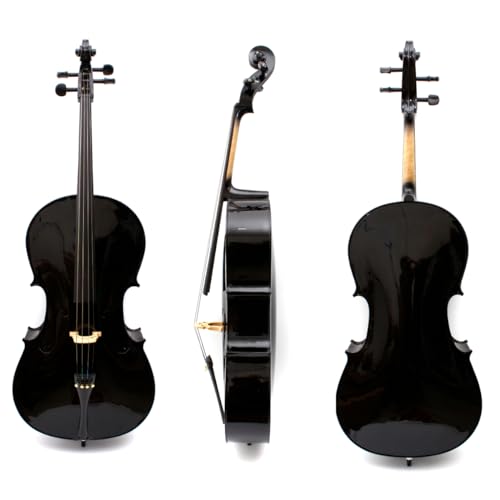 WUQIMUSC Full size Cello 4/4 Acoustic Cello Spruce Top Maple wood body Ebony Fittings with Black Bag, Bow, Rosin for Students &Kids& Adults&Beginners