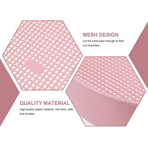 Yardwe Garden Sieve,1PC Plastic Mesh Soil Sieve Mesh Screen with Handle, Sifting Pan for Home Plant Gardening Round Shaped (Pink)