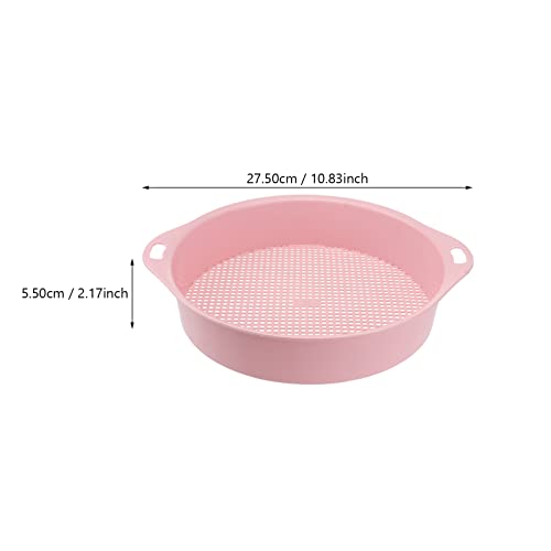 Yardwe Garden Sieve,1PC Plastic Mesh Soil Sieve Mesh Screen with Handle, Sifting Pan for Home Plant Gardening Round Shaped (Pink)