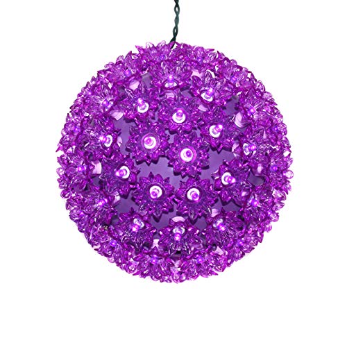 JinBest 7.5" Purple Starlight Sphere, UL Listed Commercial Grade LED Sphere Light, for Indoor Outdoor Party, Christmas, Easter, Garden, Patio, Trees.