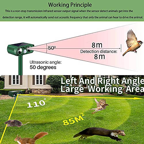 kaforto Ultrasonic Solar Animal Repeller, Ultrasonic Pest Repeller with Motion Sensor, Outdoor Squirrel Snake Raccoon Deer Mouse Repellent for Yard & Farm & Garden & Lawn (14.7inch-009)