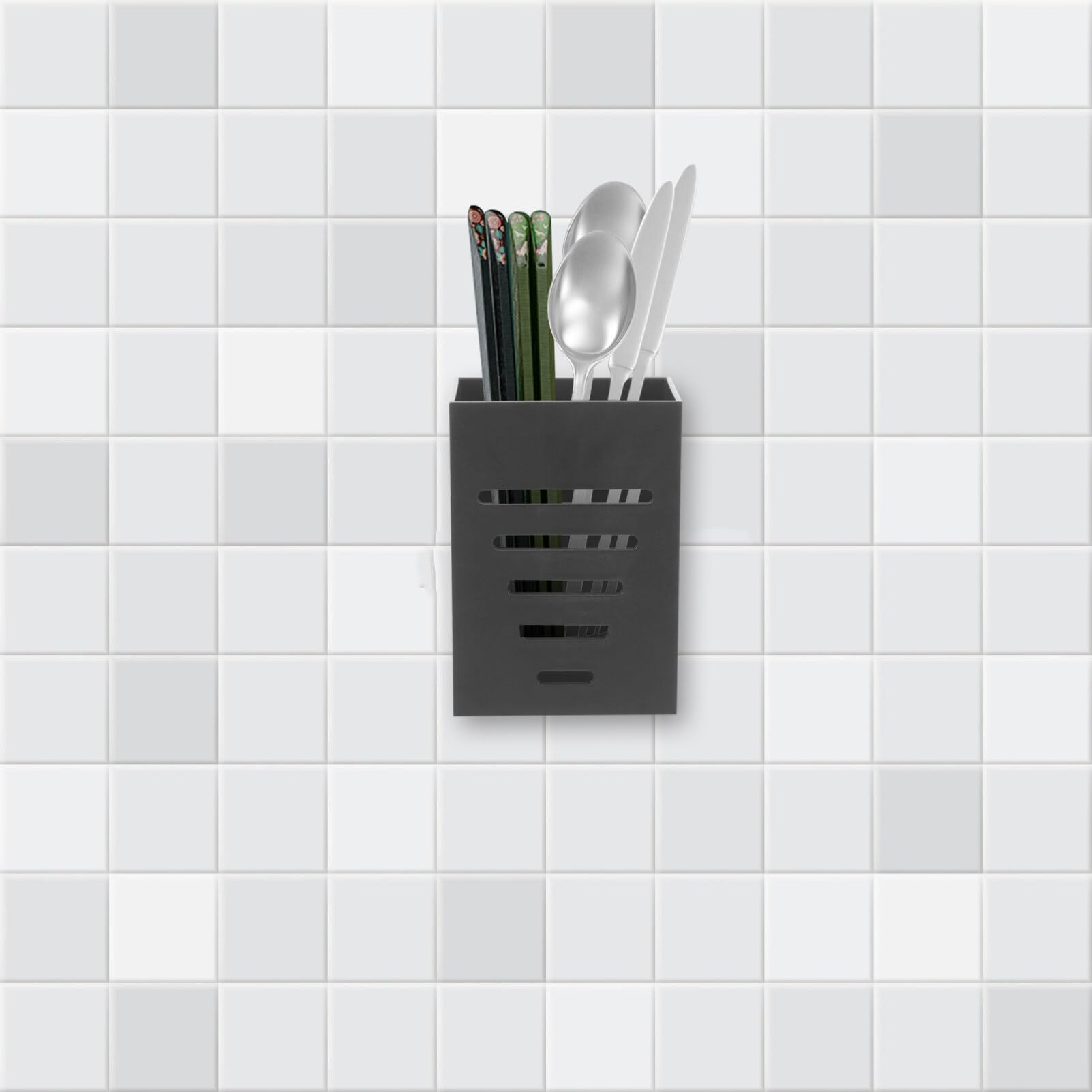 UPKOCH Wall Cutlery Holder Plastic Utensil Holder Hanging Chopsticks Drying Rack Fork Drainer Basket for Kitchen Storage Organizer