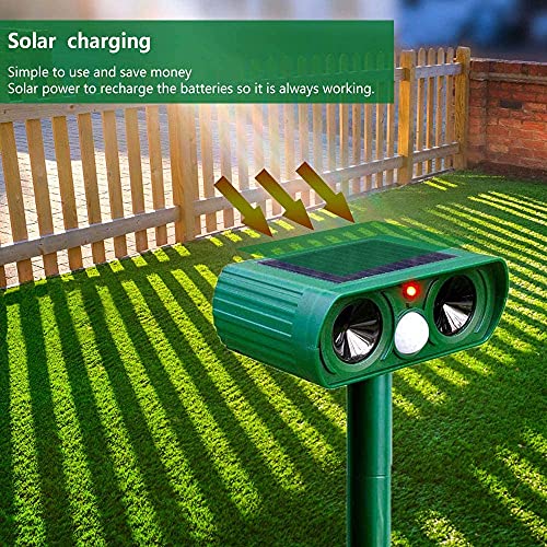 kaforto Ultrasonic Solar Animal Repeller, Ultrasonic Pest Repeller with Motion Sensor, Outdoor Squirrel Snake Raccoon Deer Mouse Repellent for Yard & Farm & Garden & Lawn (14.7inch-009)