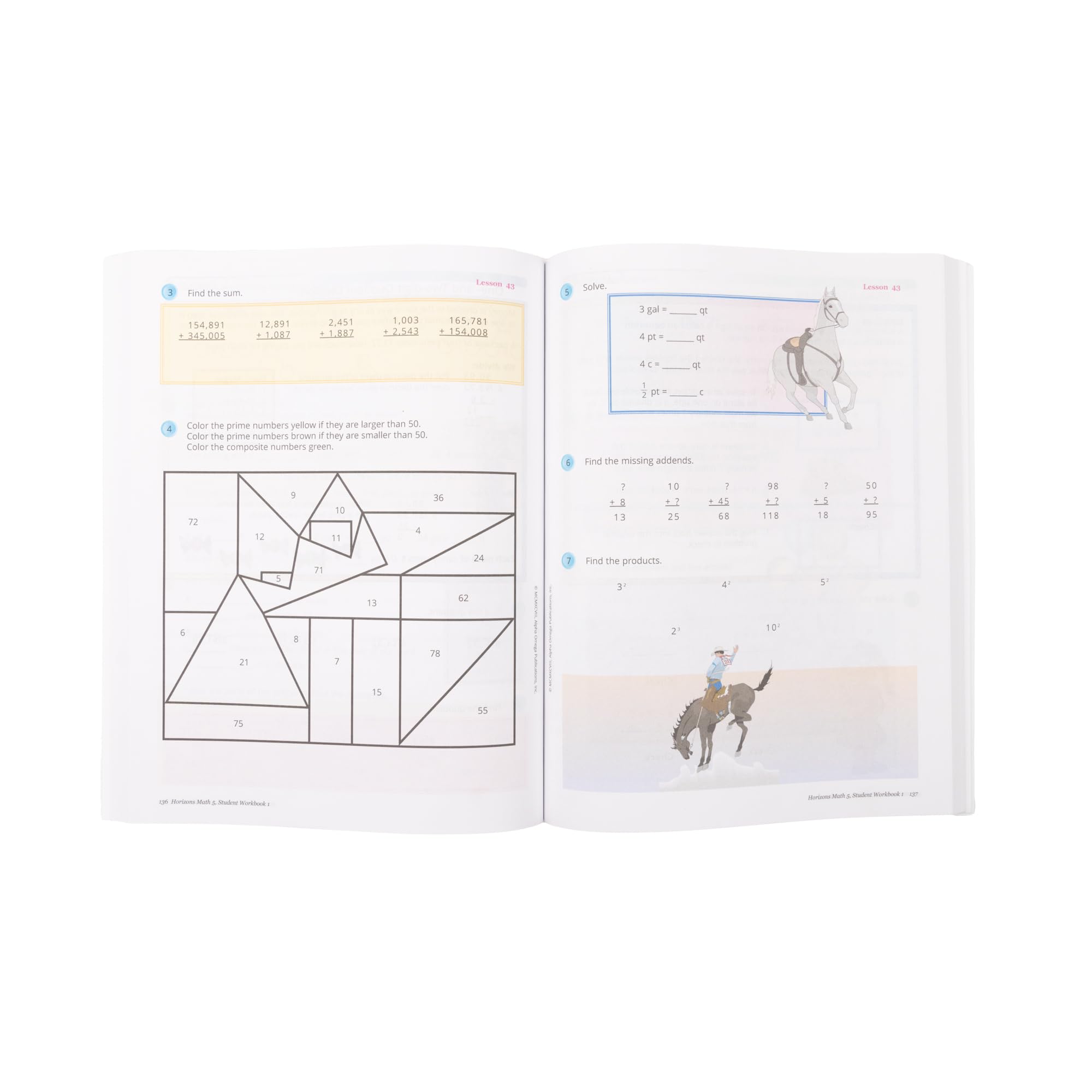 Horizons Math 5th Grade Student Book 1 (Lifepac)