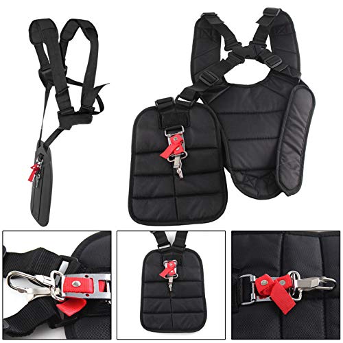 ifundom Black Comfort Strap Double Shoulder, Trimmer Shoulder Strap for Trimmers Brushcutters Strimmer Harness, Garden Brush Cutter Lawn Mower Nylon Belt fit for Brush Cutter Trimmer Kit