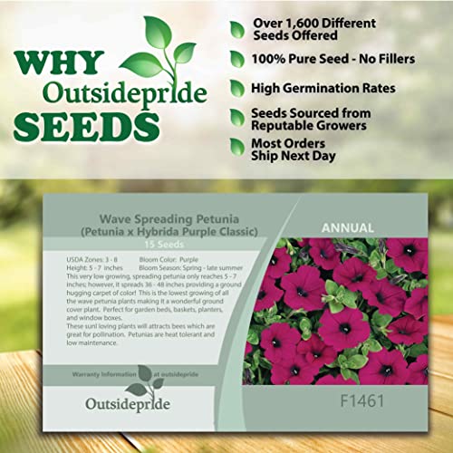 Outsidepride Spreading Purple Classic Wave Petunia Garden Flowers for Hanging Baskets, Pots, Containers, Beds - 30 Seeds