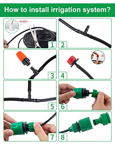 Garden 50Ft Automatic Micro Irrigation System, 1/4" Blank Distribution Plant Watering Irrigation Kit Accessories Include Atomizing Nozzle Mister Dripper for Garden Flower Bed,Patio,Lawn …