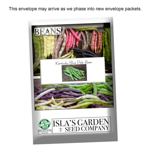 "Kentucky Blue" Pole Bean Seeds for Planting, 30+ Heirloom Seeds Per Packet, Non GMO Seeds, (Isla's Garden Seeds), Botanical Name: Phaseolus vulgaris, Great Home Garden Gift