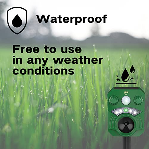 Careland 2 Pcs Solar Deer Repellent Outdoor Animal Cat Repellent Device Repel Cats Dogs Deers Raccoon Skunk Waterproof
