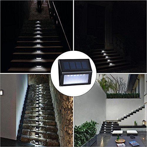 ANDEFINE 2 Pack Outdoor Solar Lights, 6 LED Solar Pathway Lights Waterproof Security Lamps for Garden Back Door Step Stair (White Light)