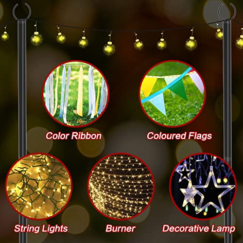 KULAMOON 2 Pack 9.5 FT Outdoor Patio String Light Poles with Hooks for Outdoor String Lights, Poles for Garden, Backyard, Patio, Lights Poles for Parties, Wedding Christmas Decorations