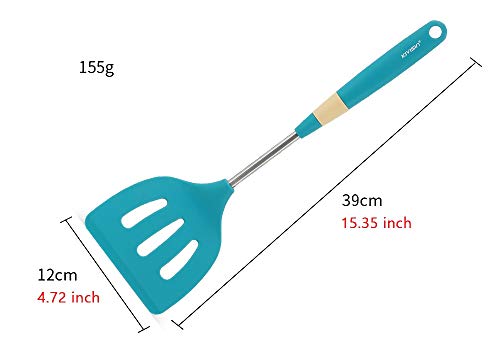 SDGH 7 Pcs New Silicone Kitchenware Non-Stick Kitchen Cooking Utensils Extended Design Stainless Steel Handle Kitchenware Sets (Color : E)