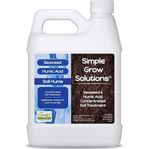 Organic Super Seaweed Humic Acid Blend- Liquid Sea Kelp for Grass and Plants - Soil Hume - Simple Grow Solutions- Natural Lawn & Garden Concentrated Treatment- Use with Fertilizer Program (32 Ounce)
