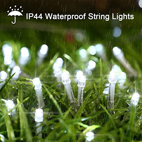 Christmas LED String Light Fairy Twinkle with 8 Flash Changing Modes,200 LED 66ft/20M Waterproof Decorative Lights for Kid's Bedroom, Wedding, Chirstmas Tree, Festival Party, Garden, Patio (White)