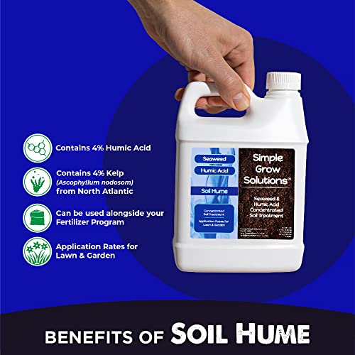 Organic Super Seaweed Humic Acid Blend- Liquid Sea Kelp for Grass and Plants - Soil Hume - Simple Grow Solutions- Natural Lawn & Garden Concentrated Treatment- Use with Fertilizer Program (32 Ounce)