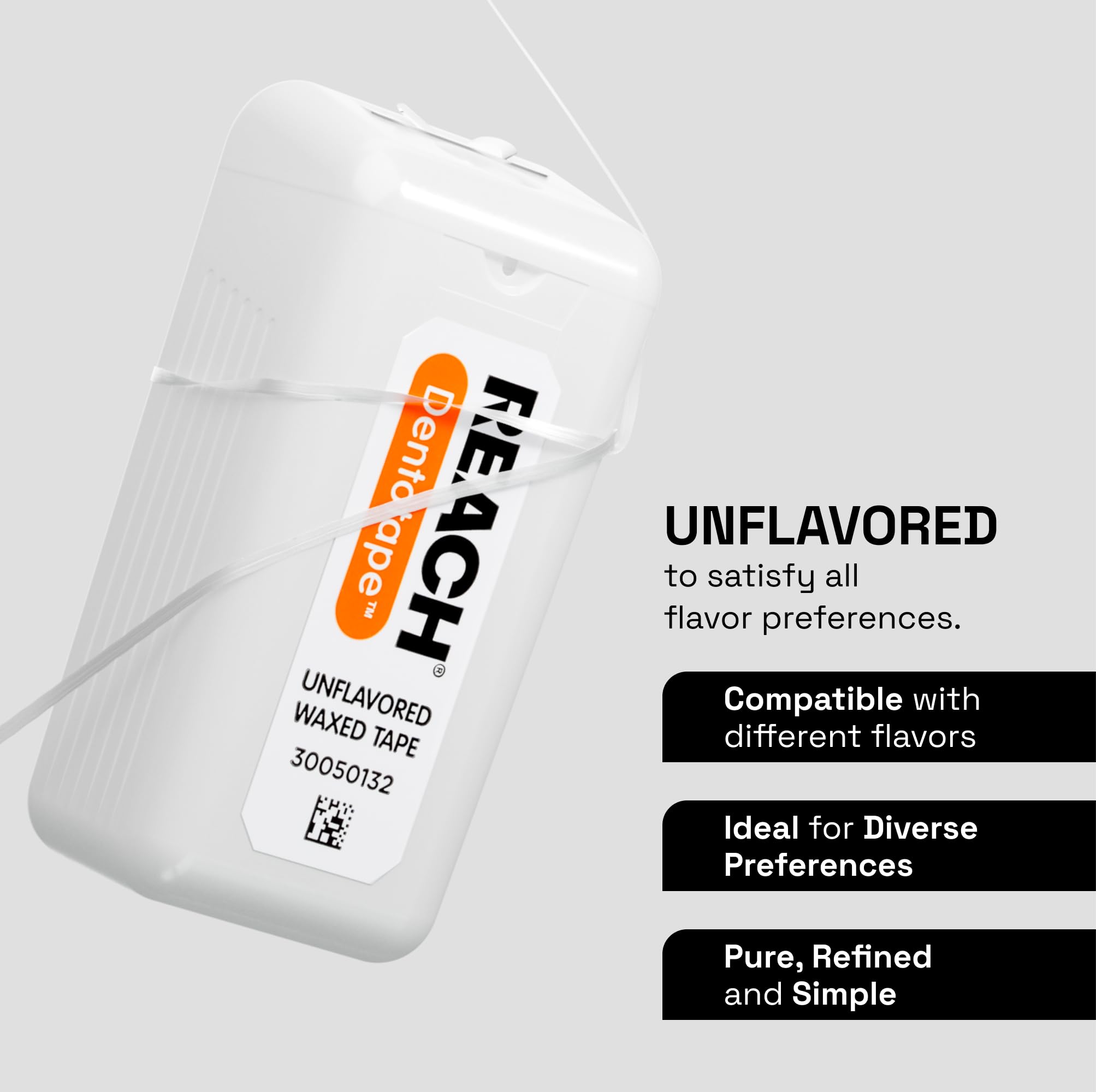 Reach Dentotape Waxed Dental Floss Bundle | Effective Plaque Removal, Extra Wide Cleaning Surface | Shred Resistance & Tension, Slides Smoothly & Easily, PFAS FREE | Unflavored, 100 YD, 6pk