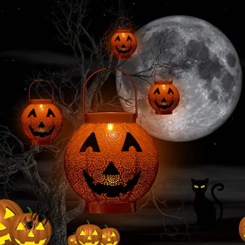 Halloween Pumpkin Hanging Solar Lights - ๐ฎ๐ฌ๐ฎ๐ฏ ๐ก๐ฒ๐๐ฒ๐๐ Retro Outdoor Waterproof Halloween Spooky Hanging Lights with Handle for Outdoor, Tree Decor, Garden or Yard, Outside Entryway, Porch