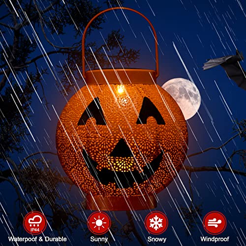 Halloween Pumpkin Hanging Solar Lights - ๐ฎ๐ฌ๐ฎ๐ฏ ๐ก๐ฒ๐๐ฒ๐๐ Retro Outdoor Waterproof Halloween Spooky Hanging Lights with Handle for Outdoor, Tree Decor, Garden or Yard, Outside Entryway, Porch
