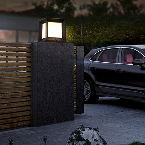 GPNFGTL Outdoor Pillar Light Square External Waterproof Column Light Modern Energy Saving Pilliar Light IP55 Rustproof Aluminum Patio Post Light Fixtures E26 Column Lamp for Porch Garden Garage