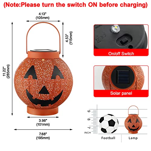 Halloween Pumpkin Hanging Solar Lights - ๐ฎ๐ฌ๐ฎ๐ฏ ๐ก๐ฒ๐๐ฒ๐๐ Retro Outdoor Waterproof Halloween Spooky Hanging Lights with Handle for Outdoor, Tree Decor, Garden or Yard, Outside Entryway, Porch