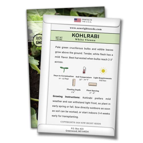 Sow Right Seeds - White Vienna Kohlrabi Seed for Planting - Non-GMO Heirloom Packet with Instructions to Plant a Home Vegetable Garden (4)