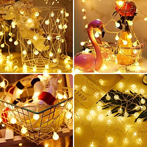YIQU 49FT 100 LED Fairy String Lights Plug in, Extendable Globe Christmas String Lights Indoor Outdoor with 8 Modes, Fairy Lights for Bedroom Wedding Party Decoration Christmas Garden (Warm White)