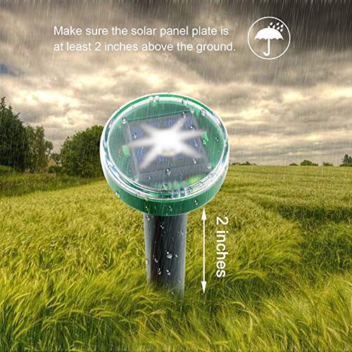 Senca 2-in-1 LED Solar Light Powered Sonic Mole Repellent: Ultrasonic Pest Repeller, Repel Mole, Gopher, Snake, Vole, Mouse for Outdoor Lawn Garden Yards Pest Control Rodent Repellent, Waterproof (6)