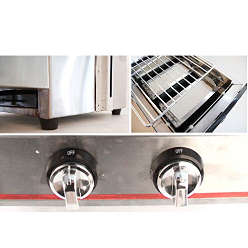 2 Burner Gas Tabletop Griddle, Commercial Gas BBQ Grill 2800Pa Stainless Steel Gas Grill for Outdoor Camping Party Tailgating (2-Burner)